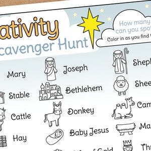 Nativity Scavenger Hunt, Christmas Story Treasure Hunt, Xmas Find and ...