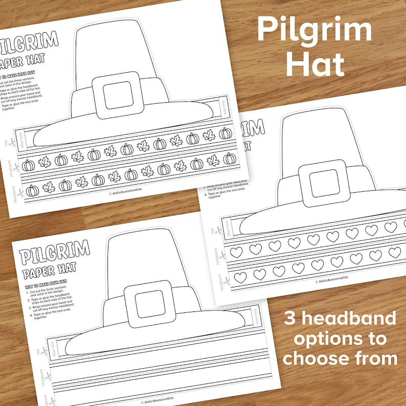 Thanksgiving Paper Hat Craft, Turkey Crown Coloring, Give Thanks ...