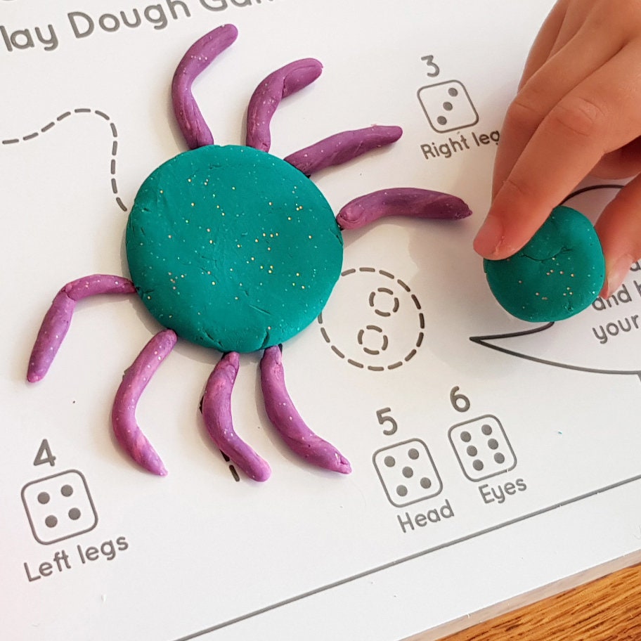 Roll a Spider Play Dough Mat Dice Game, Kids Halloween Playdoh Activity ...