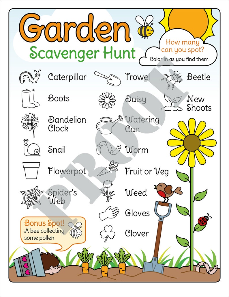 Garden Scavenger Hunt, Kids Allotment Treasure Trail, Nature Outdoor ...