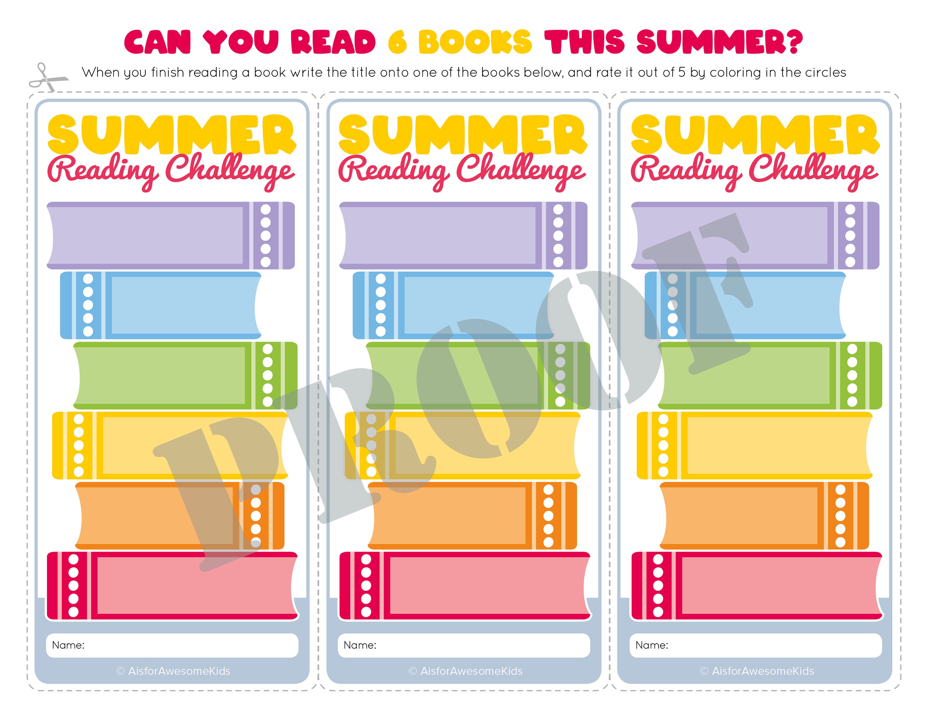 Summer Reading Challenge Bookmark Tracker, Children's Book Activity Log ...