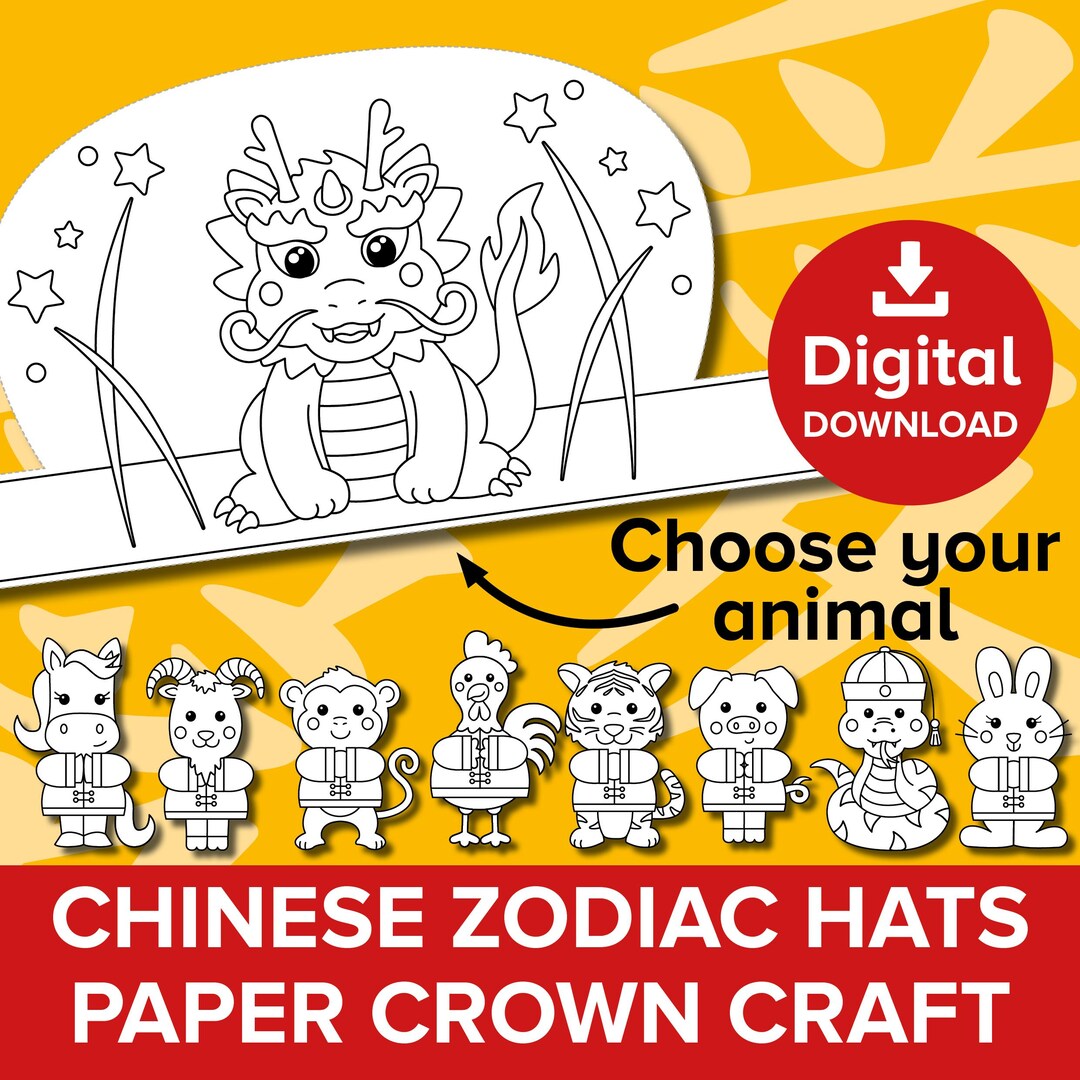 Chinese Zodiac Paper Crown, Lunar New Year of the Snake Party Hat ...