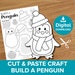 Penguin Cut & Paste Craft, Christmas Color and Build Kit, Paper Doll ...