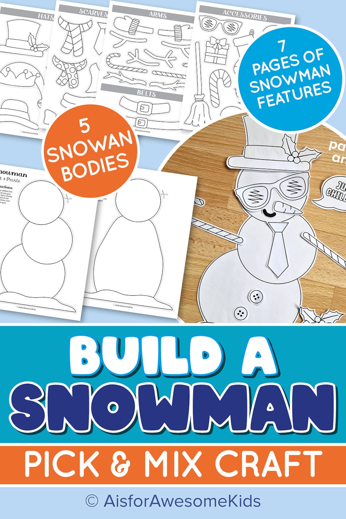 Build a Snowman Craft Printables, Christmas Cut and Paste Winter ...