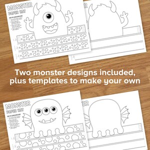 Monster Paper Hat Halloween Crafts, Spooky Coloring Birthday Party Bag ...