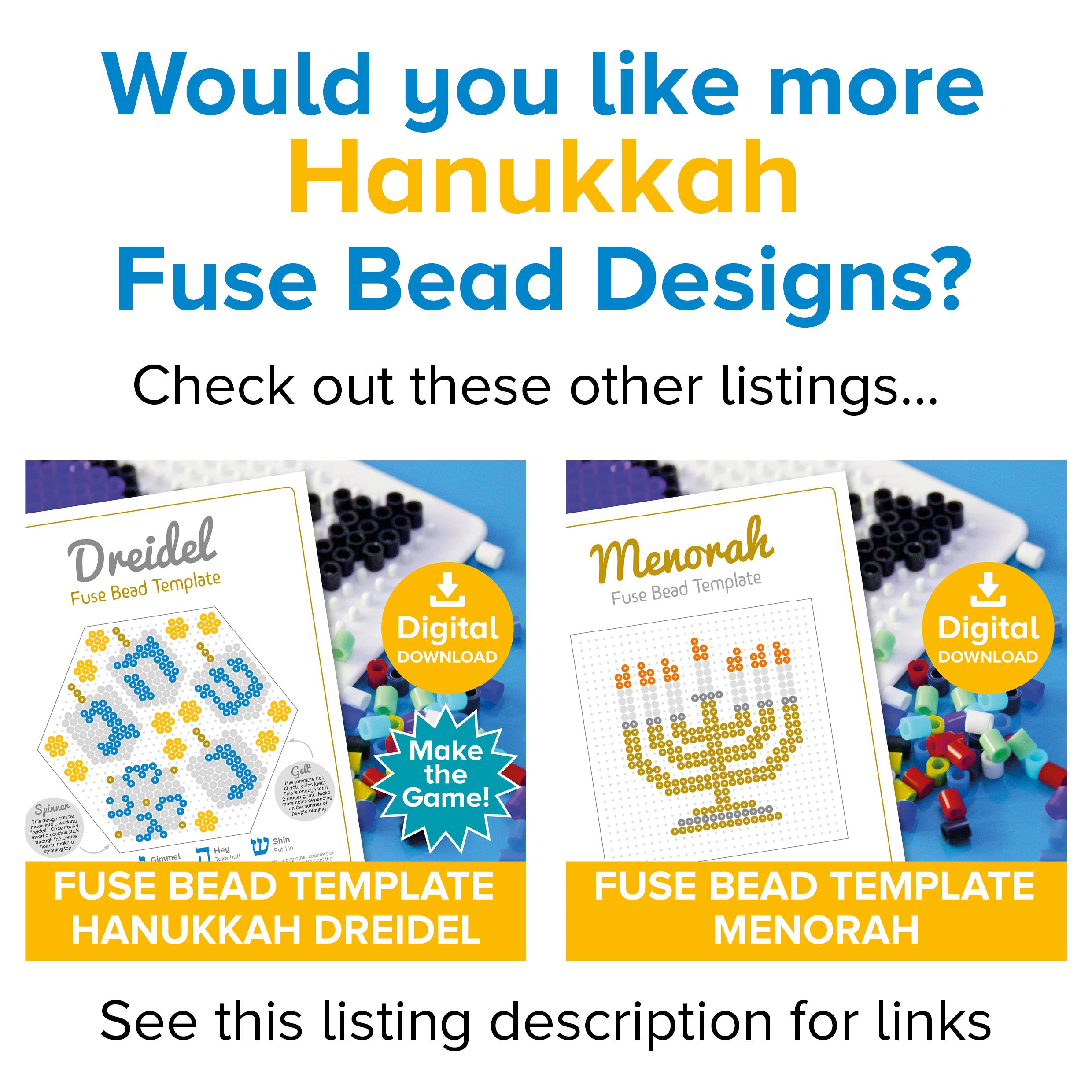 Hanukkah Fuse Bead Template, Jewish Festival Celebration Dreidel Pixel ...