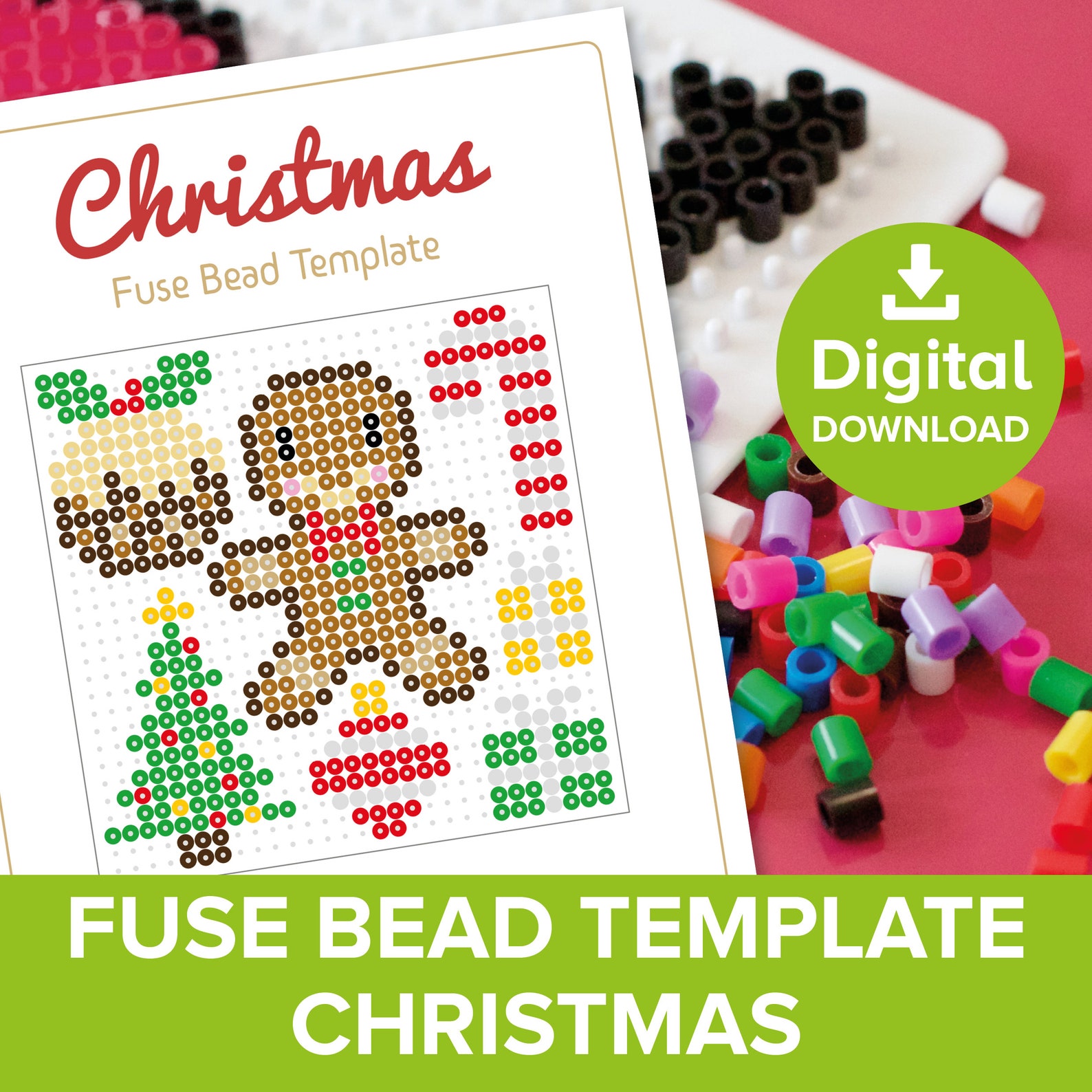 Christmas Fuse Bead Template, Hama Perler Nabbi Beads Gingerbread Man ...