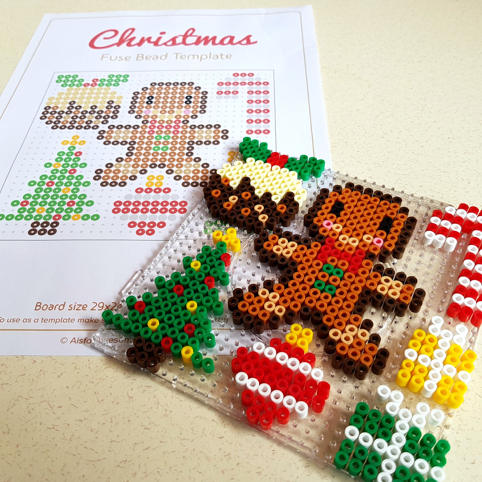 Christmas Fuse Bead Template, Hama Perler Nabbi Beads Gingerbread Man ...