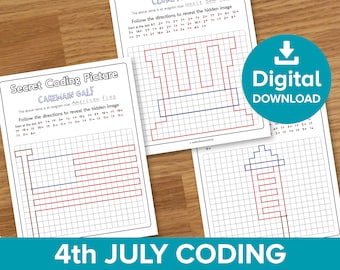 4th July Coding Worksheets, Independence Day Hidden Picture Reveal ...