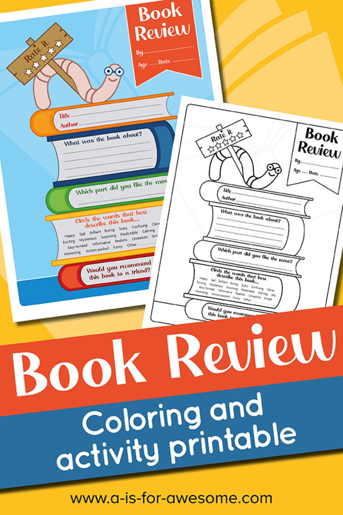 Reading Activity Pack Bundle, Childrens Book Challenge Worksheets, Kids ...