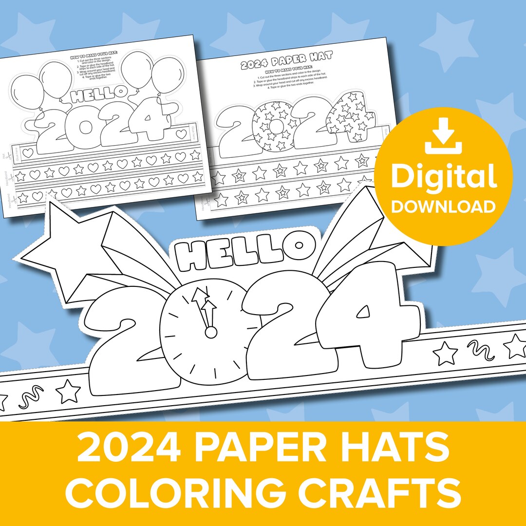 2024 New Year's Eve Paper Hats, Happy New Year Party Hat Crown, Holiday ...