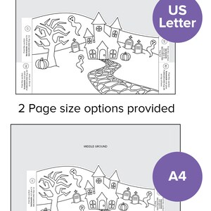 Halloween 3D Coloring Scene Craft, Kids Color and Build Freestanding ...