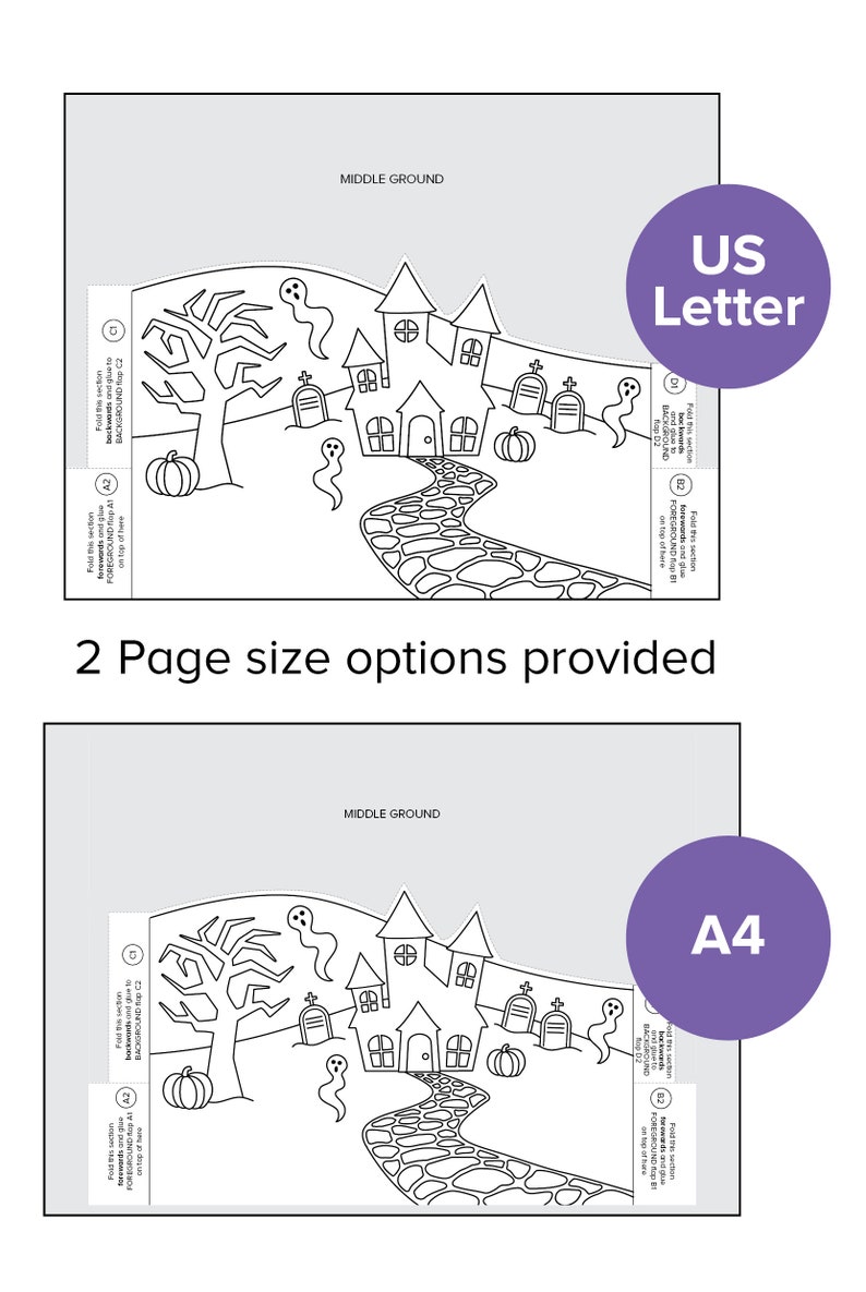 Halloween 3D Coloring Scene Craft, Kids Color and Build Freestanding ...