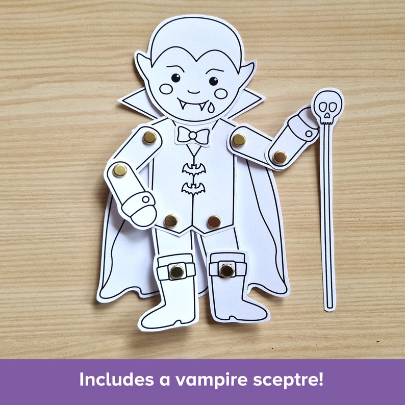Vampire Split Pin Craft Printable, Halloween Puppet Show Paper Doll ...