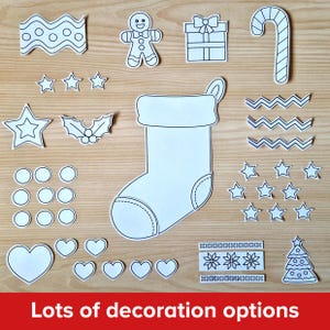 Build a Stocking Cut & Paste Craft, Christmas Eve Decoration Coloring ...