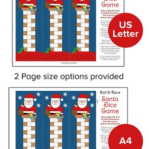 Roll & Race Santa Christmas Dice Game, Kids Xmas Math Coloring Activity ...