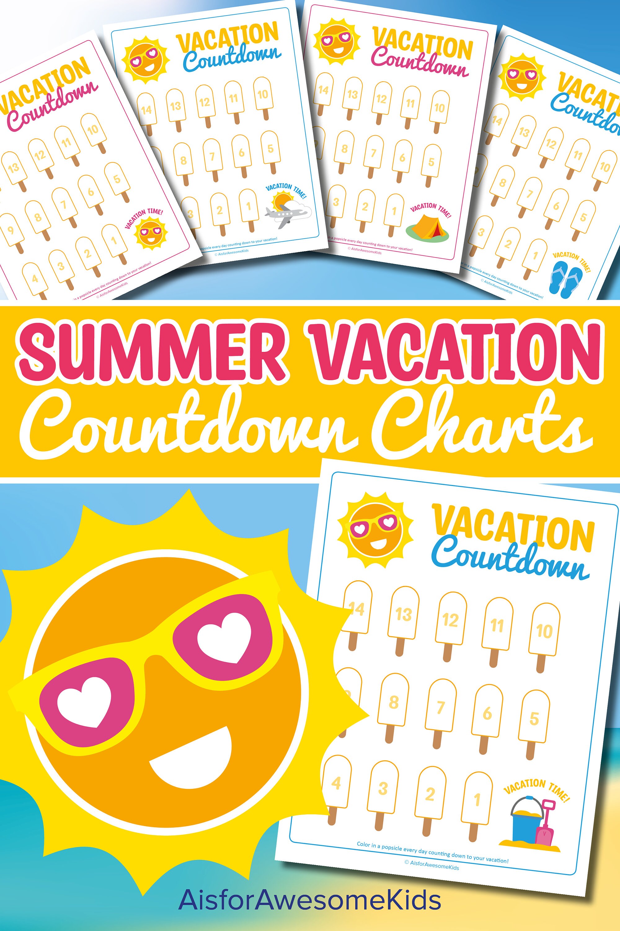 Vacation Countdown Charts, Summer Holiday Count Down Chart, Family Trip ...