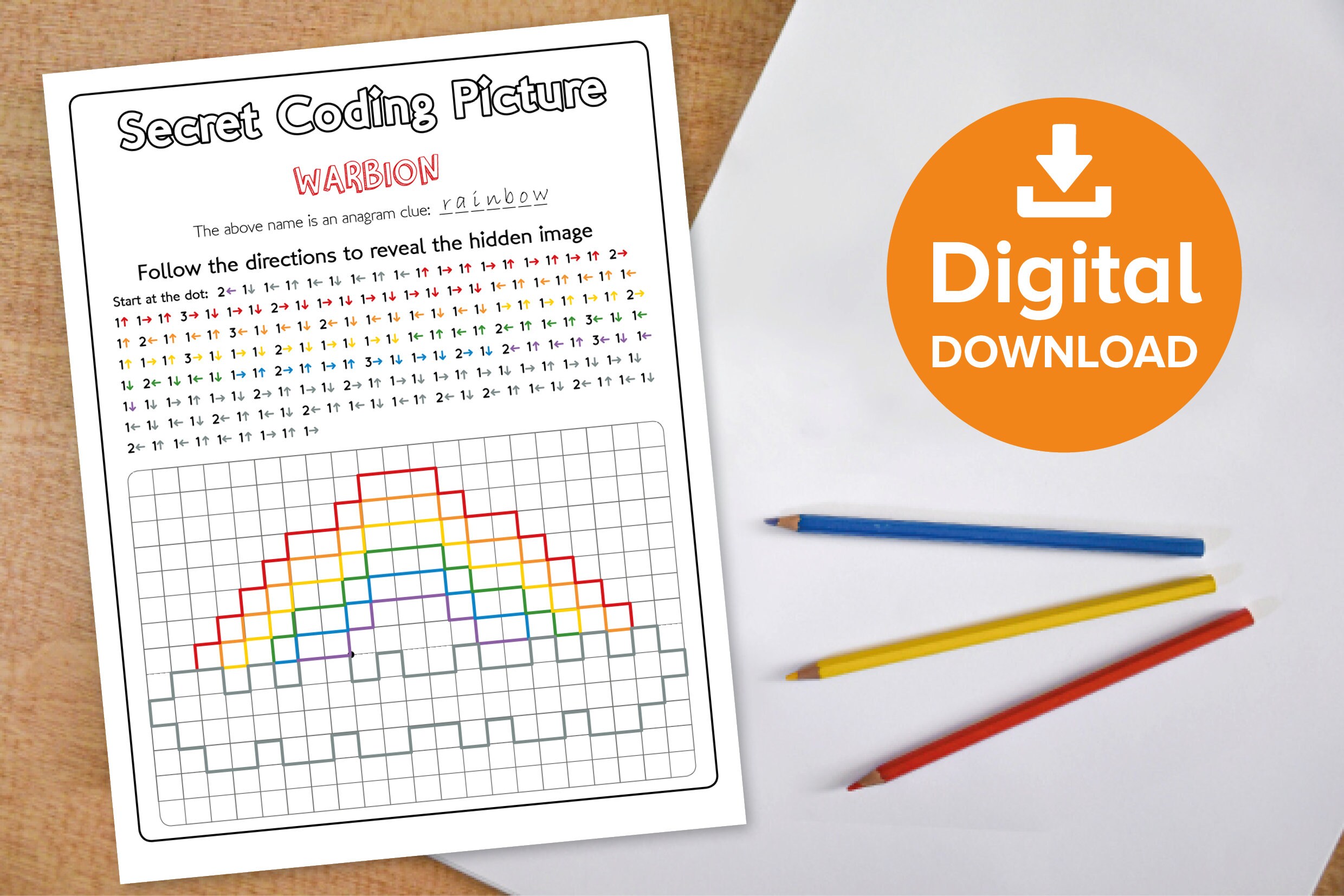 Toys Nature Coding Worksheets Summer Pixel Art Clover Flower Rainbow ...