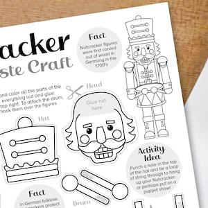 Nutcracker Cut & Paste Craft, Christmas Toy Soldier Color Build Kit ...