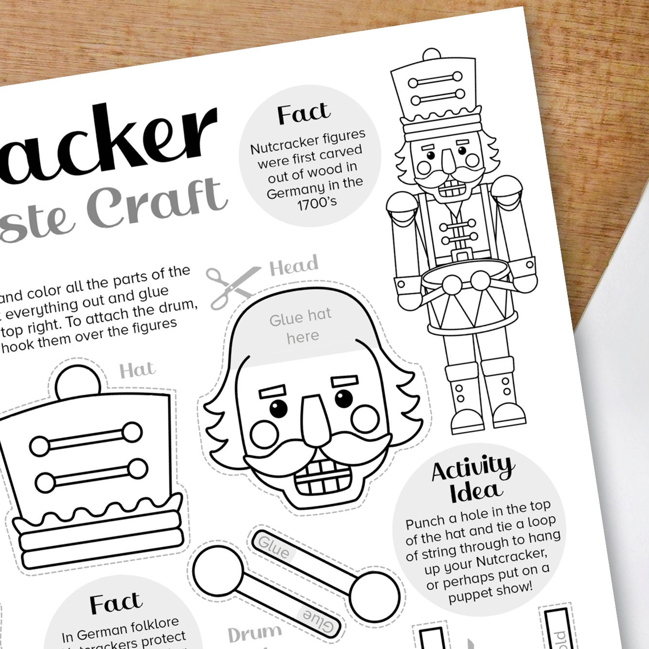 Nutcracker Cut & Paste Craft, Christmas Toy Soldier Color Build Kit ...