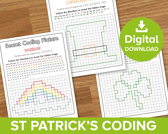 St Patrick's Day Coding Worksheets Ireland Picture Reveal | Etsy