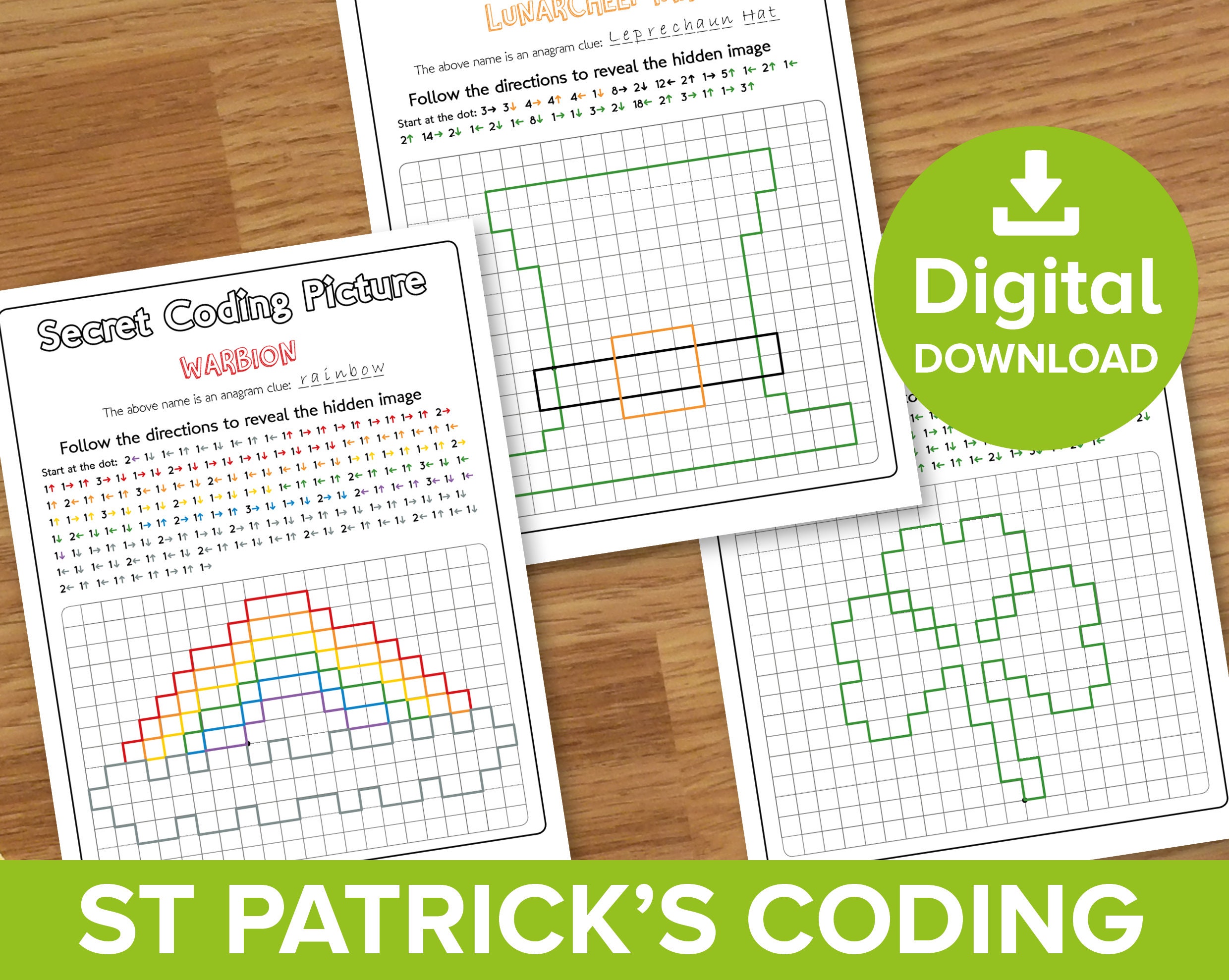 St Patrick's Day Coding Worksheets Ireland Picture Reveal - Etsy