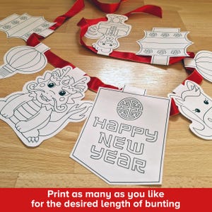 Chinese New Year Garland Coloring Craft, Lunar Festival Bunting ...