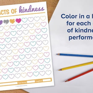 Acts of Kindness Chart for Kids, 100 Hearts Tracker Log, Spread the ...
