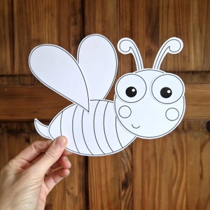 Bee Cut & Paste Craft Printable, Spring Bug Color and Build Kit, Summer ...