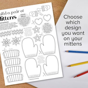 Build a Pair of Mittens Cut & Paste Craft, Winter Gloves Coloring ...