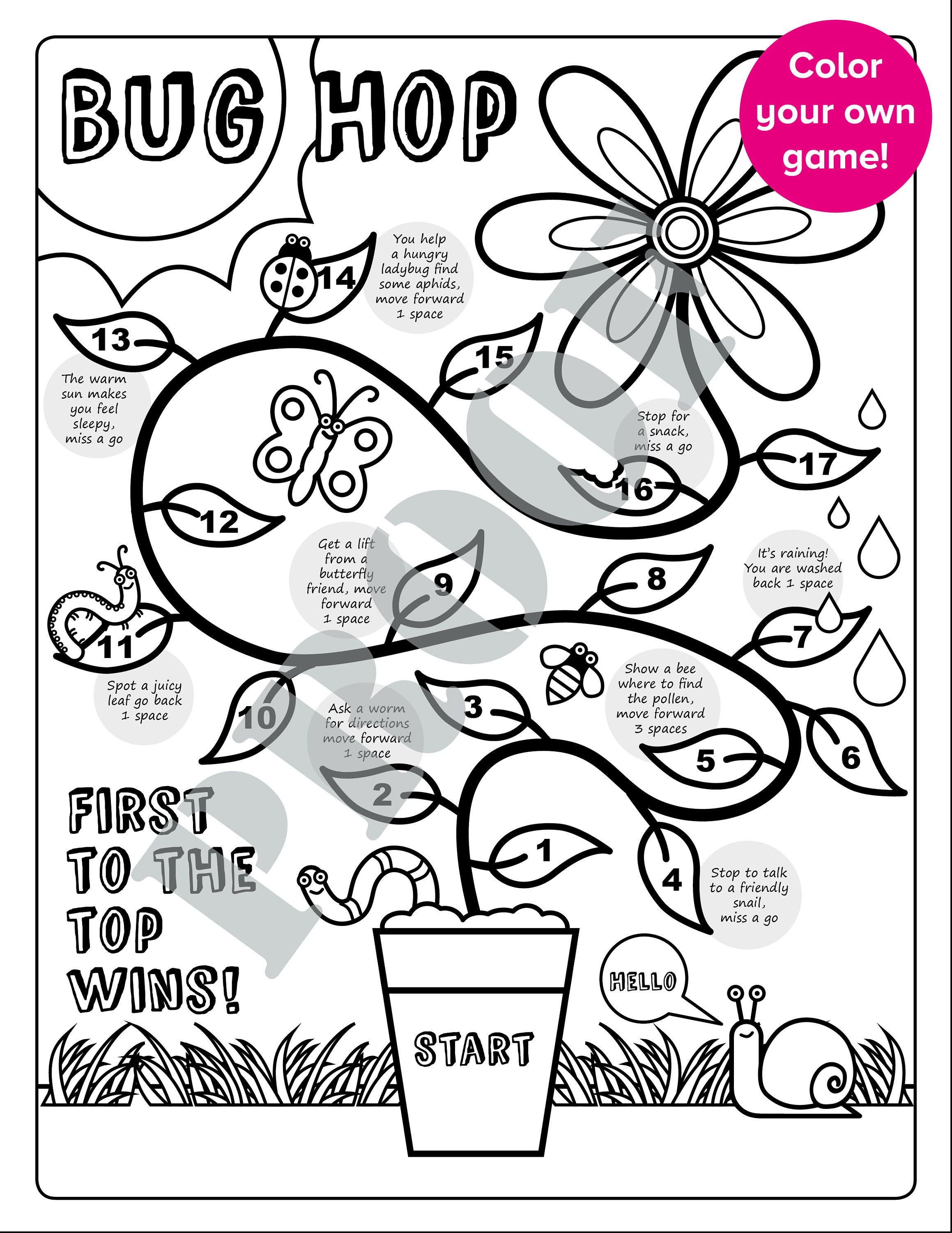 Bug Hop Nature Game Board Kids Make Your Own Dice Childrens - Etsy