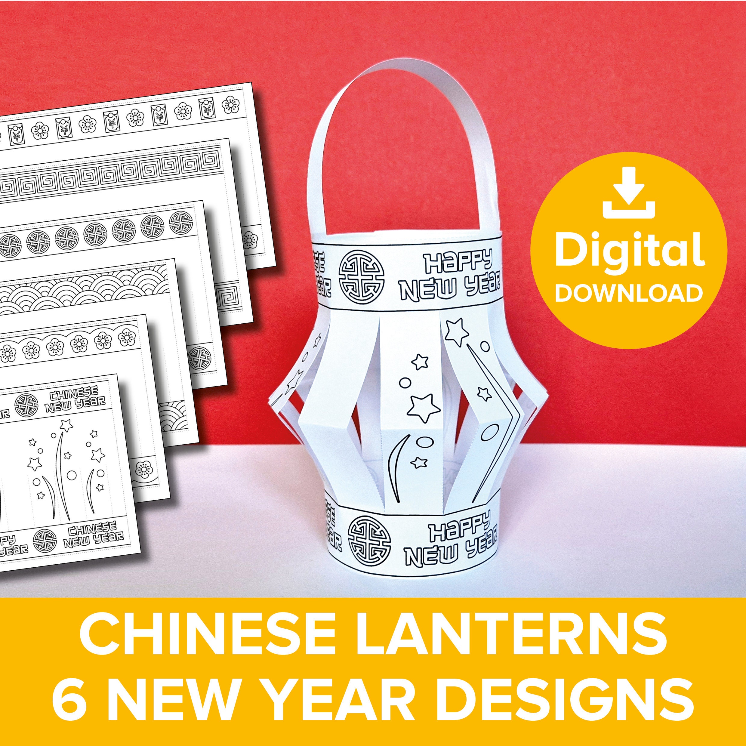 Chinese New Year Paper Lantern Craft, Lunar Spring Festival of Light ...
