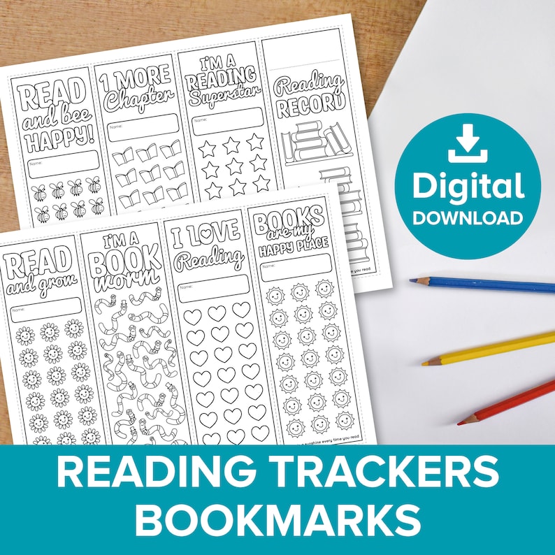 Reading Tracker Bookmarks, Children's Book Challenge Worksheet, Kids ...