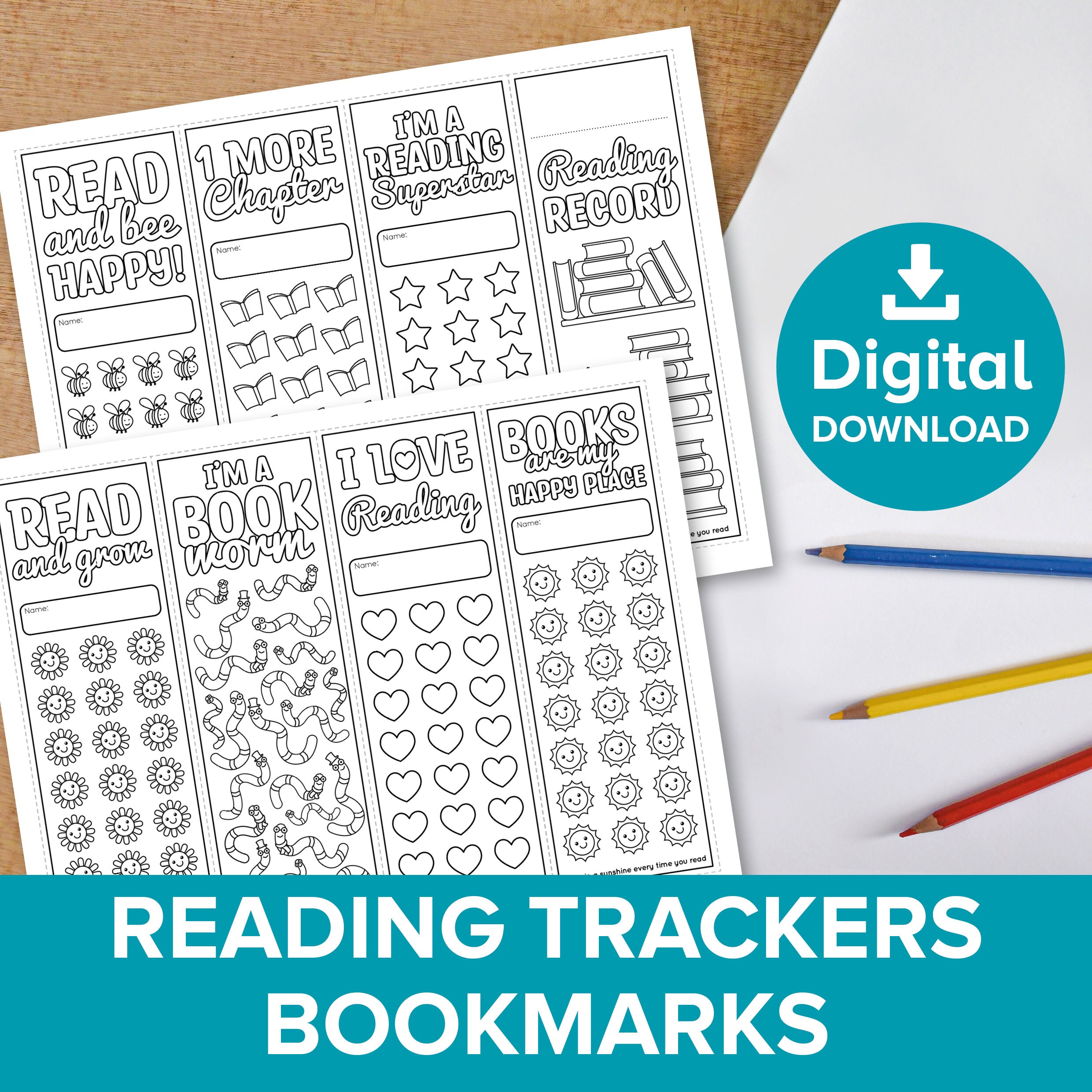 Reading Tracker Bookmarks, Children's Book Challenge Worksheet, Kids ...