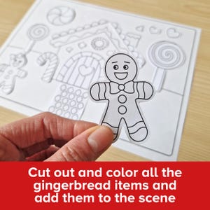 Gingerbread House Scene Cut & Paste, Build a Christmas Candy Cottage ...