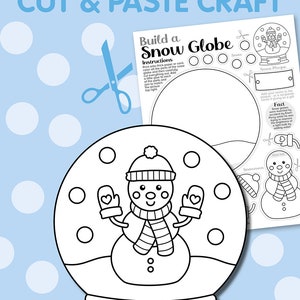 Snow Globe Cut & Paste Craft, Christmas Snow Dome Color and Build Kit ...