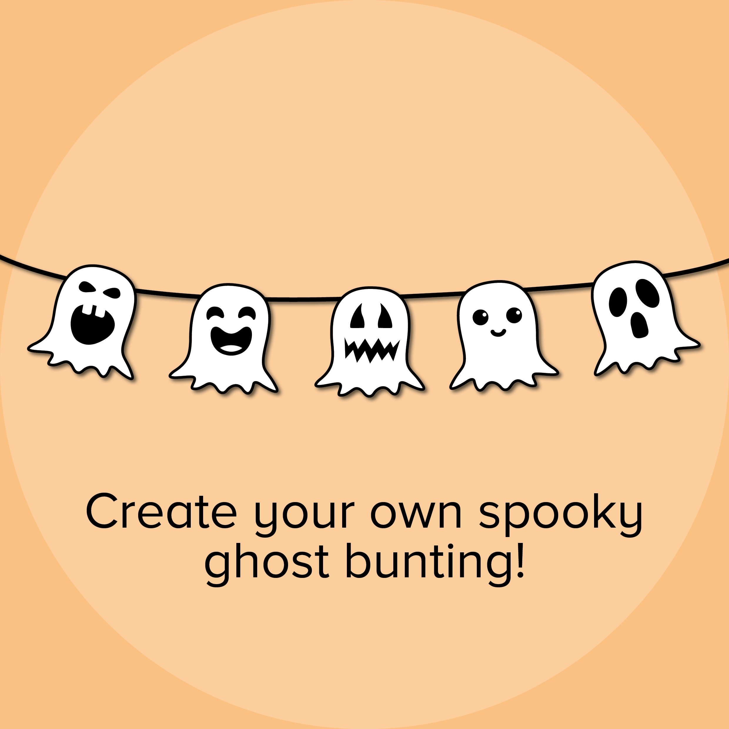 Ghost Bunting Cut & Paste Craft, Halloween Party Decoration Kit, Kids ...
