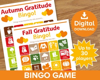 Fall Gratitude Bingo Game Printable, Autumn Mindfulness Group Games ...