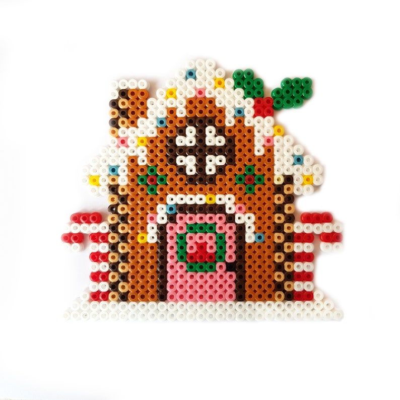 Gingerbread House Fuse Bead Template, Christmas Hama Perler Nabbi Melty ...