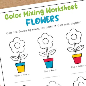 Color Mixing Worksheets, Kids Flower Painting Colour Wheel Theory ...