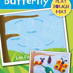 Life Cycle of a Butterfly Play Dough Mat, Kids Homeschool Caterpillar ...