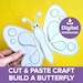 Butterfly Cut & Paste Craft Printable, Spring Bug Color and Build Kit ...