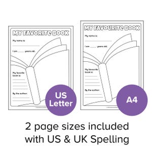 My Favorite Book Worksheet, Kids Drawing Prompt Reading Activity ...