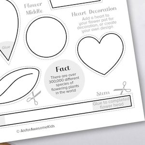 Flower Cut & Paste Craft Printable, Birthday Coloring Art Activity ...