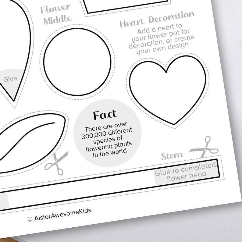 Flower Cut & Paste Craft Printable, Build a Spring Plant Pot Coloring ...