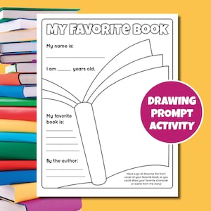 My Favorite Book Worksheet, Kids Drawing Prompt Reading Activity ...