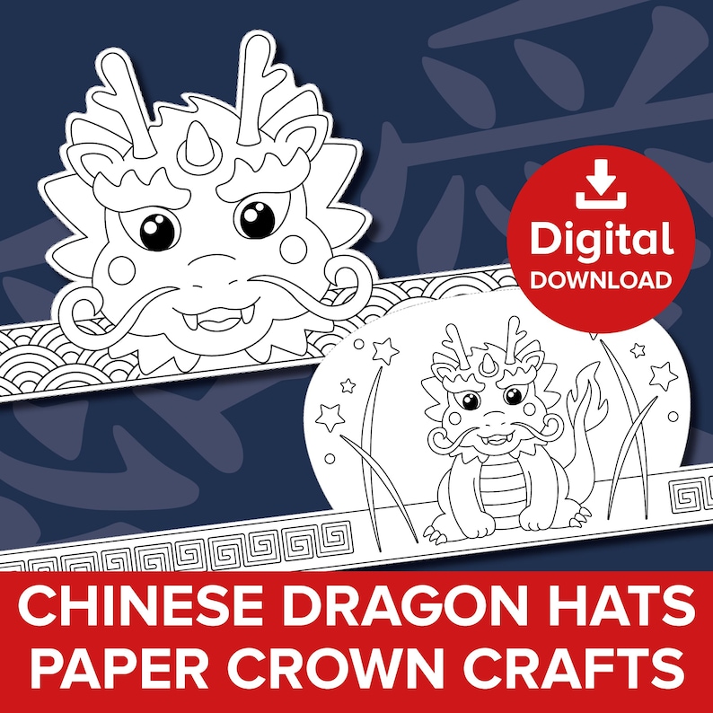 Chinese Dragon Paper Crown Crafts, 2025 Lunar New Year Party Hat ...