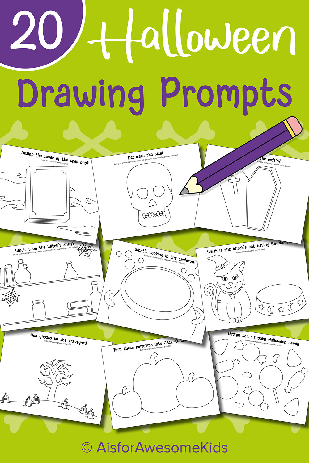 Halloween Drawing Prompt Bundle Children's Spooky Doodle - Etsy