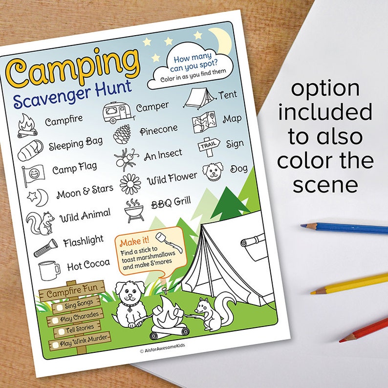 Camping Scavenger Hunt Printable, Holiday Camp Treasure Hunt, Scouts ...
