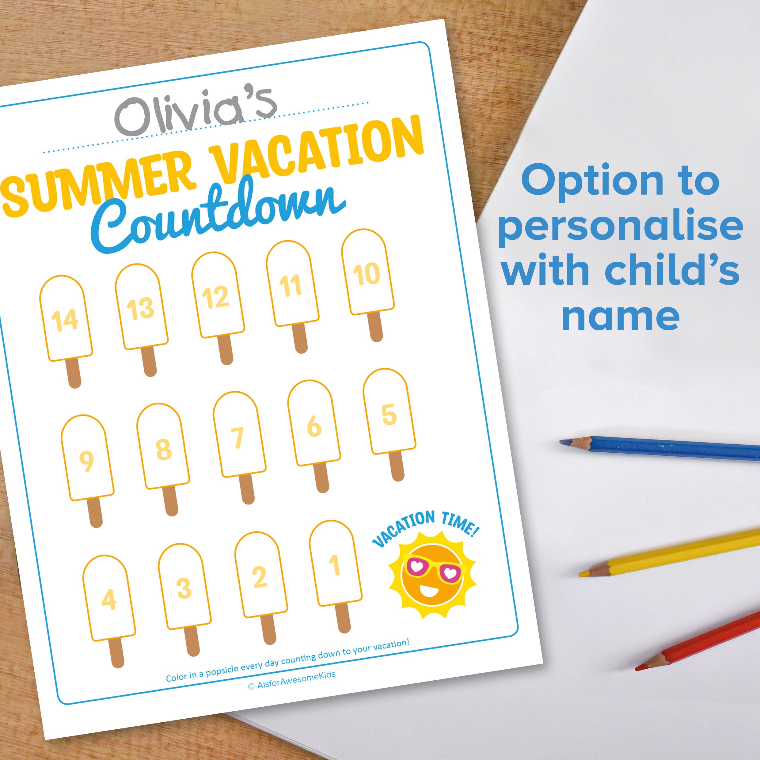 Vacation Countdown Charts, Summer Holiday Count Down Chart, Family Trip ...